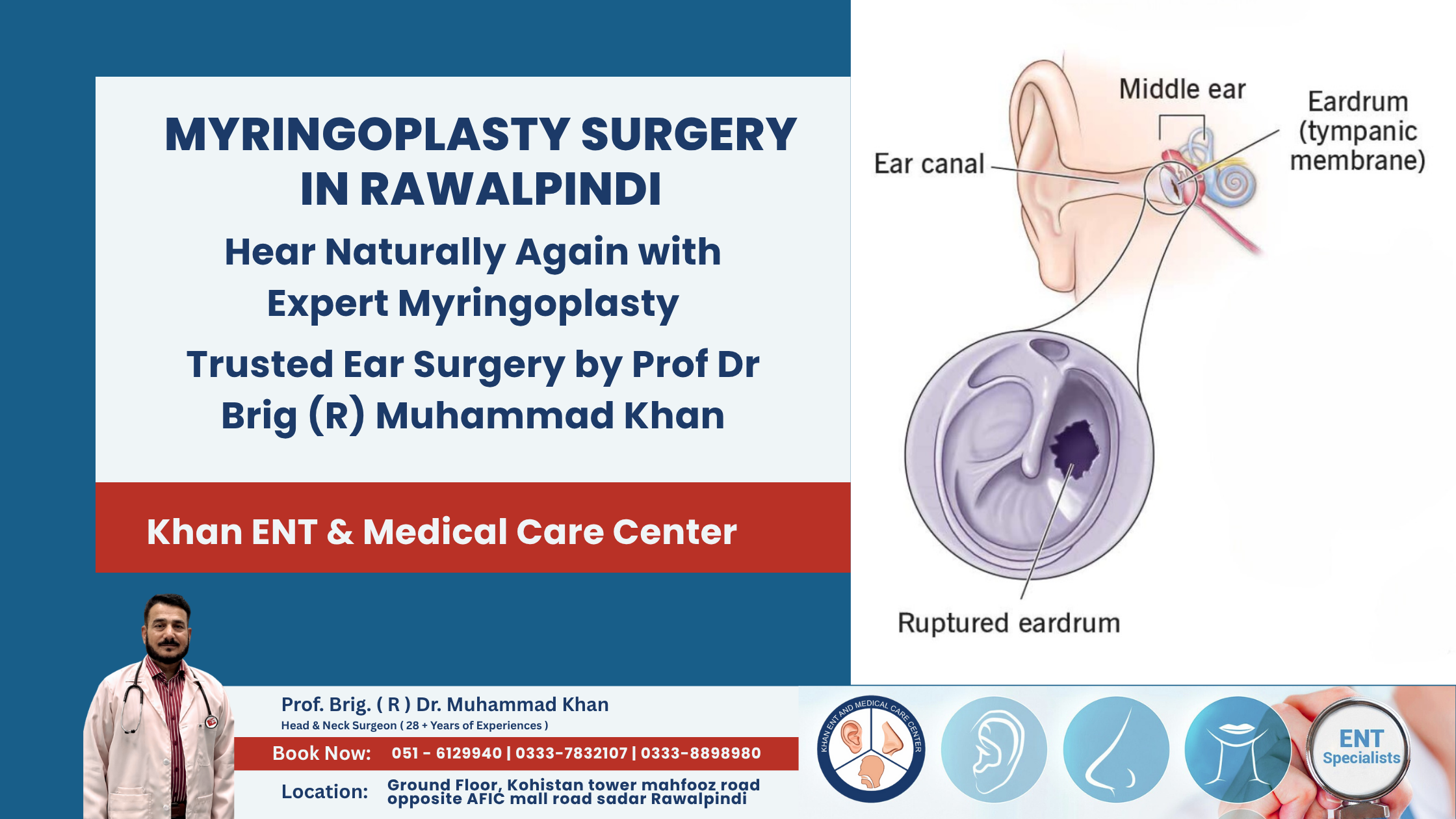 Myringoplasty in Rawalpindi | Prof Dr Brig (R) Muhammad Khan